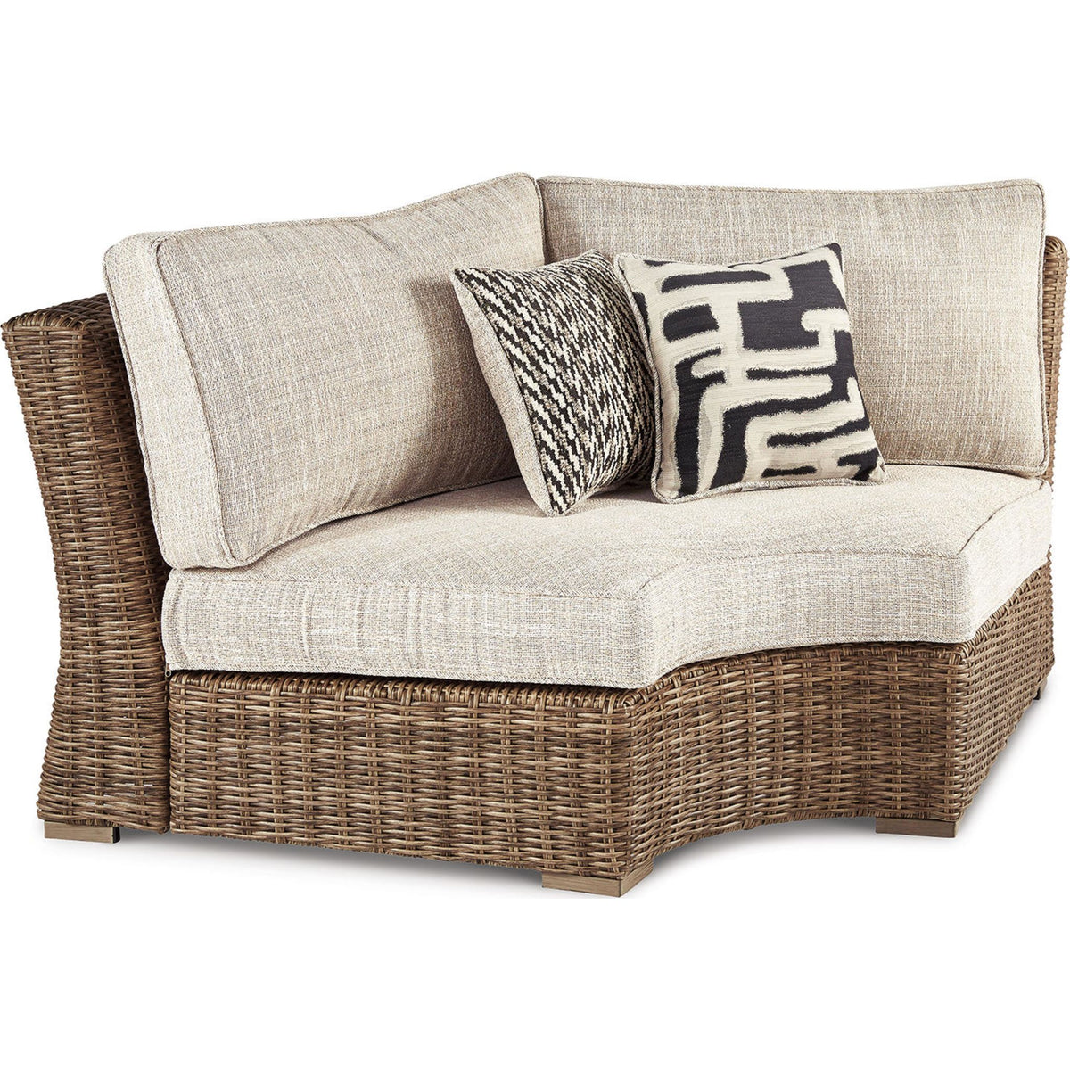 Beachcroft Outdoor Modular Curved Corner Chair with Cushion | Ashley Canada