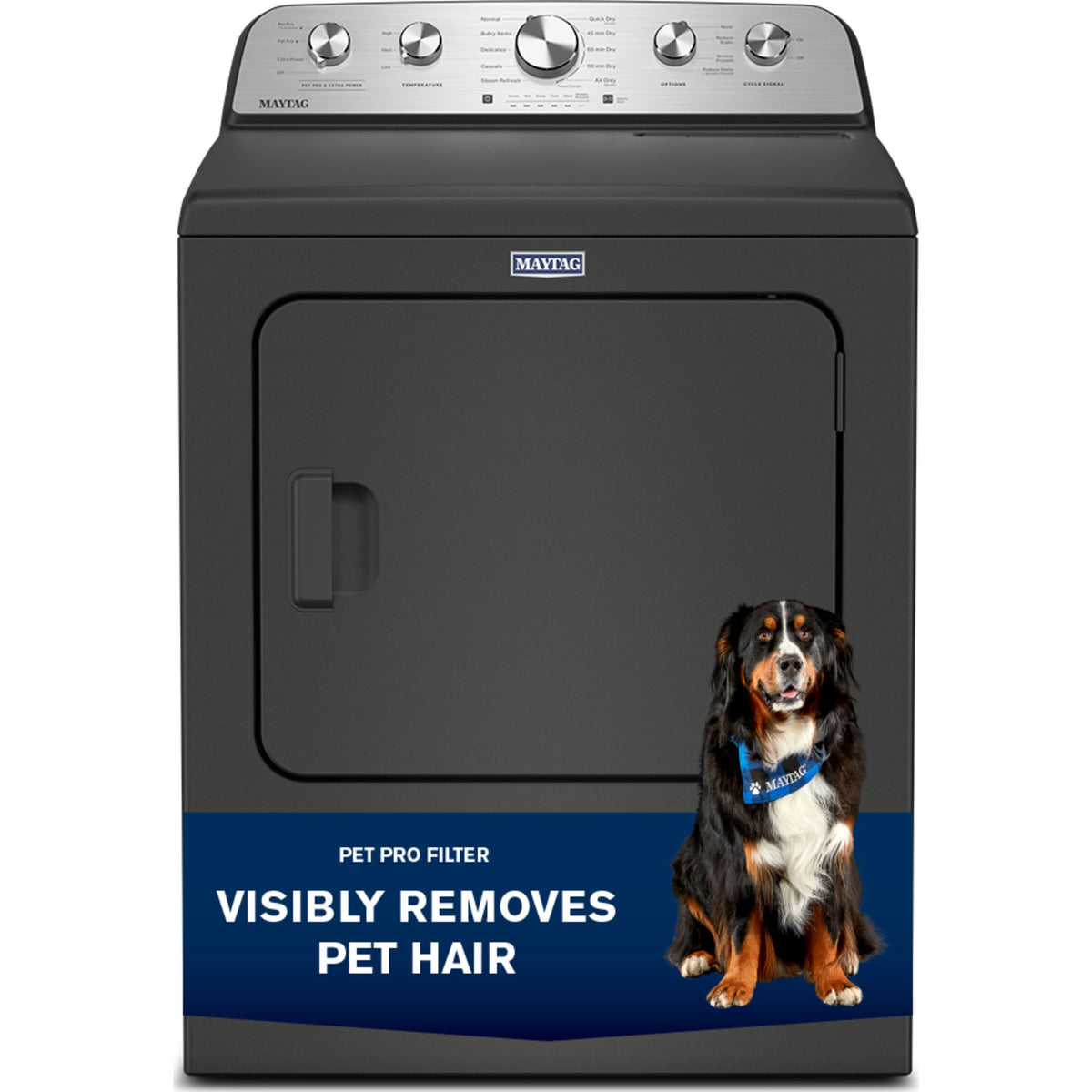 Maytag 7.0 Cu Ft. Load Electric Dryer with Extra Power and Pet Pro Opt ...