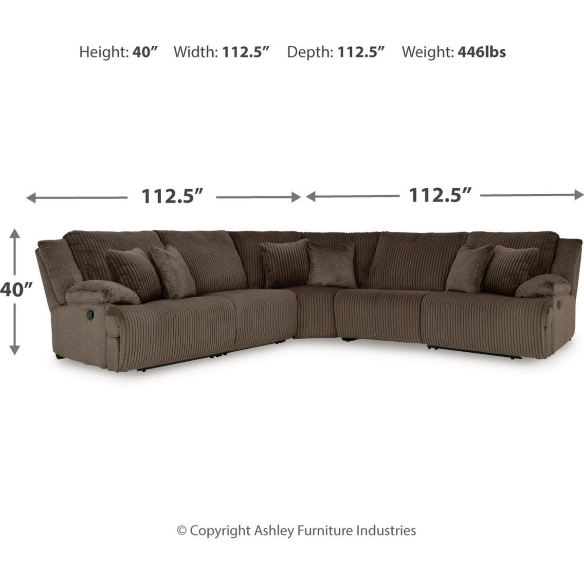 Top Tier 5 Piece Reclining Sectional | Ashley Canada