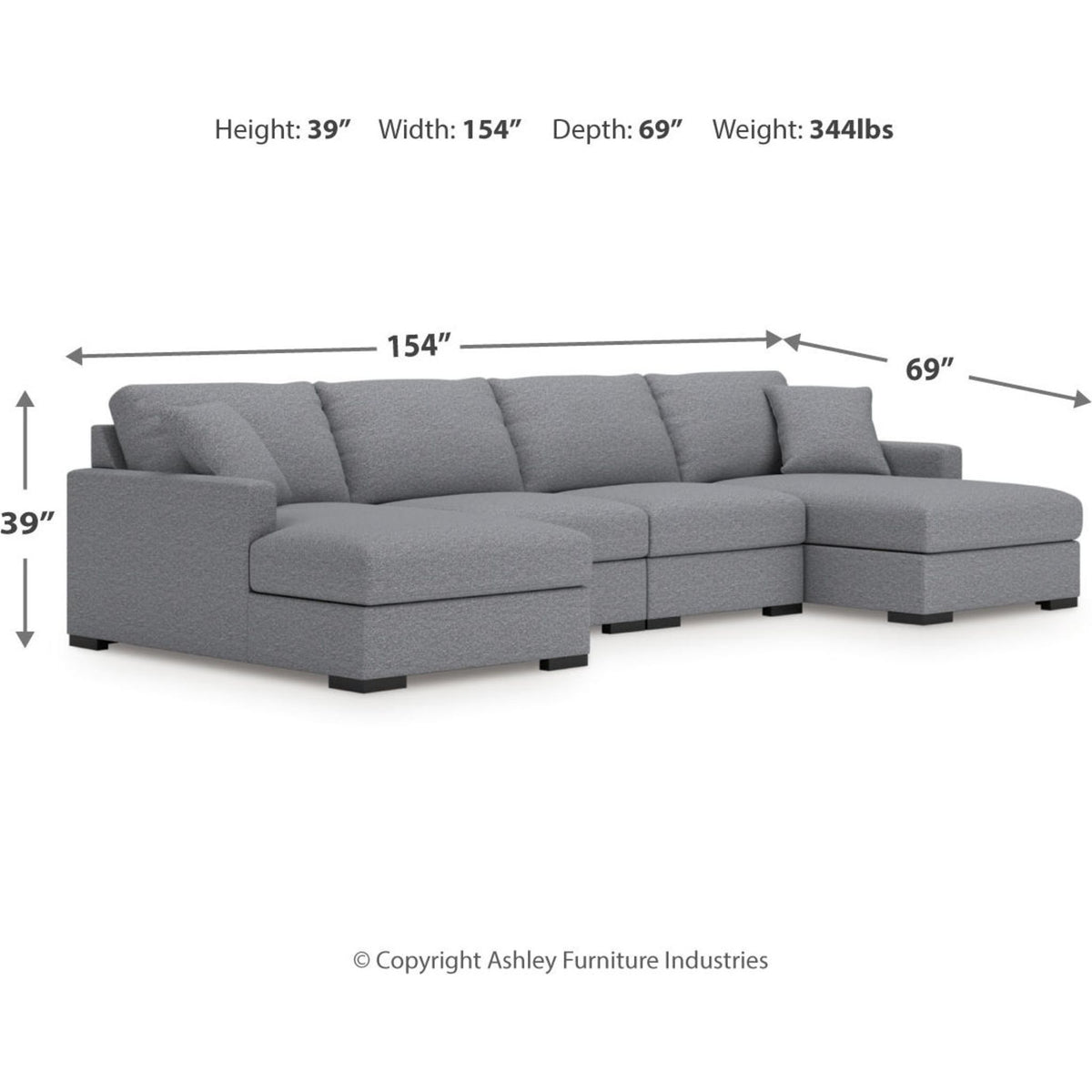 Omaha-Exclusive 4 Piece Modular Sectional with Dual Chaise | Ashley Canada