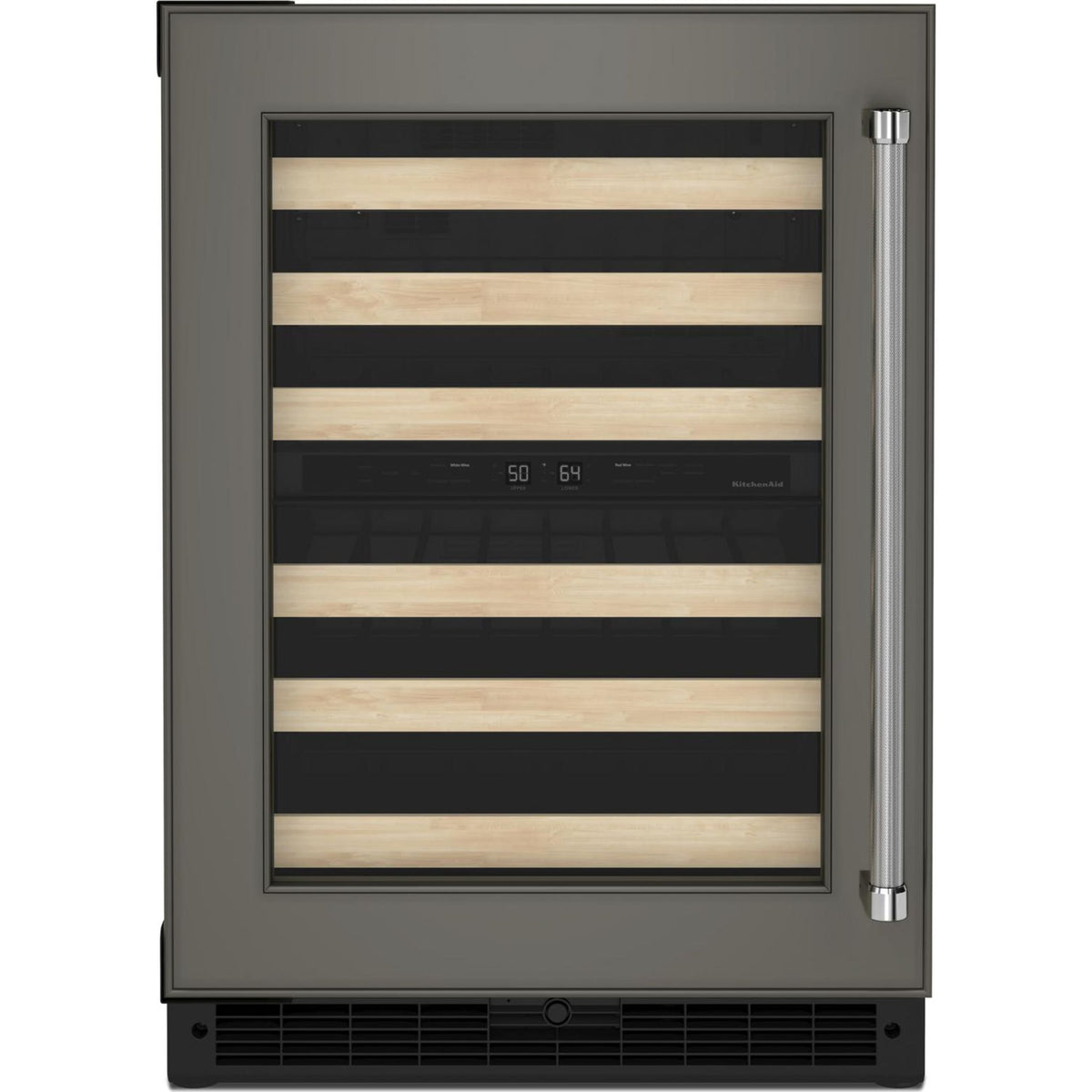 KitchenAid 24" Panel-Ready Undercounter Wine Cellar with Wood-Front Ra ...