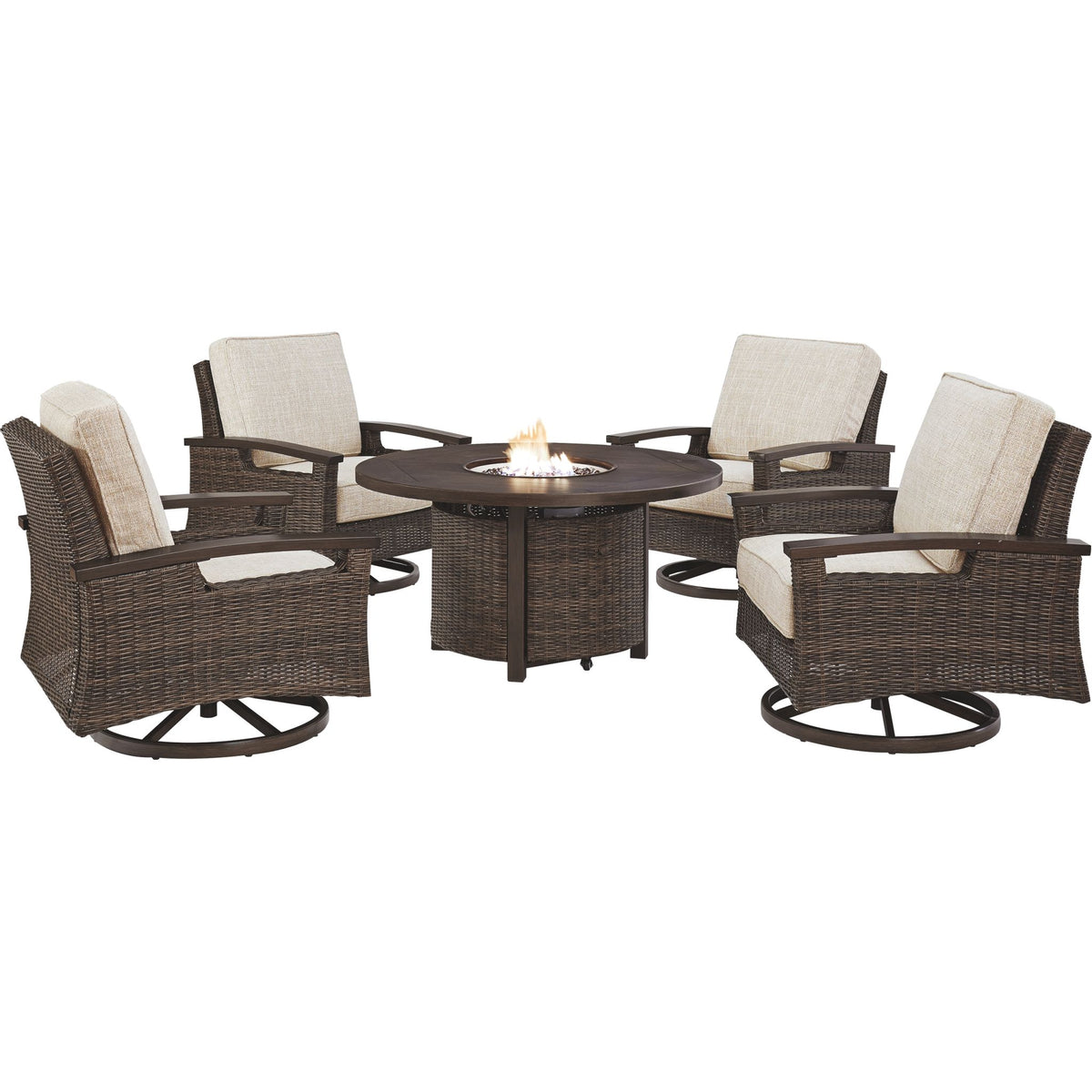 Paradise Trail 5 Piece Outdoor Fire Pit Table Chat Set | Ashley Canada