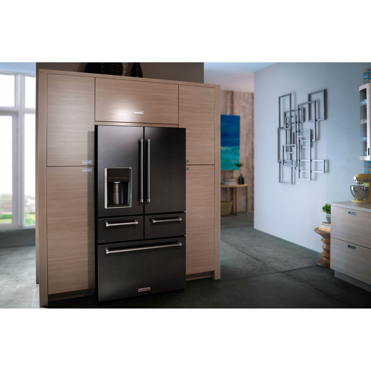 KitchenAid 5 Door Fridge (KRMF706EBS) - Black Stainless Steel with Pri ...