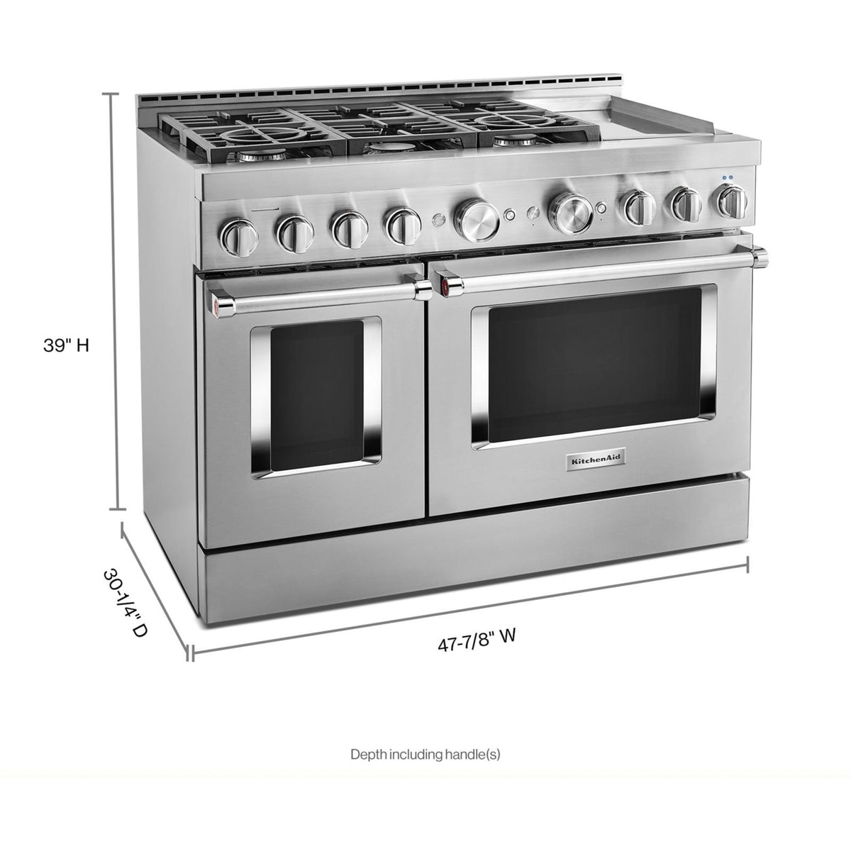 KitchenAid 48'' Smart Commercial-Style Gas Range with Griddle - Stainl ...
