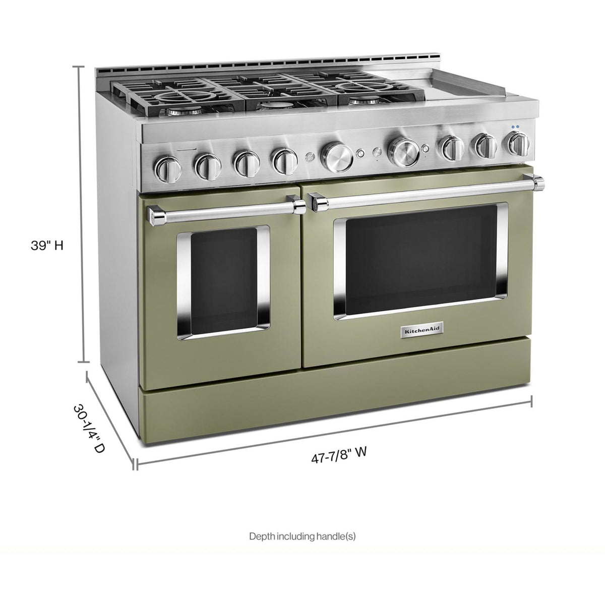 KitchenAid 48'' Smart Commercial-Style Gas Range with Griddle - Avocad ...