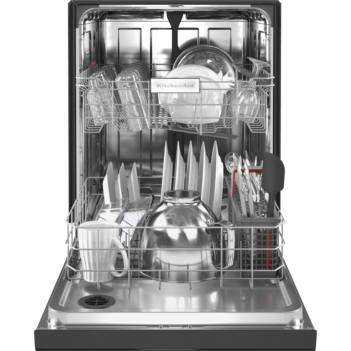 KitchenAid 47 dBA Two-Rack Dishwasher with ProWash Cycle - Black (KDFE ...