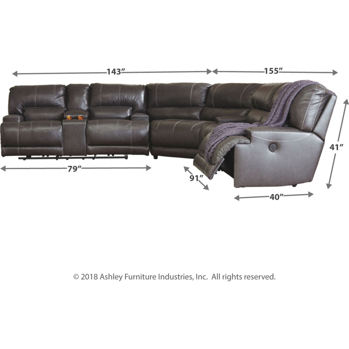 McCaskill 3 Piece Reclining Sectional | Ashley Canada